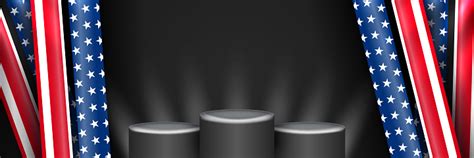 7월 4일 독립기념일 세일 배너 템플릿에는 검은색 배경에 원통형 모양 줄무늬 별 리본이 있습니다 벡터 그림 0명에 대한 스톡 벡터 아트 및 기타 이미지 Istock