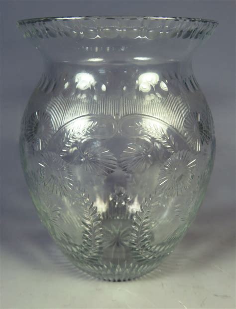 Antique Stevens And Williams Intaglio Cut Glass Vase Art Nouveau