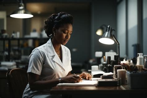 Premium Photo Black Nurse At Their Workspace