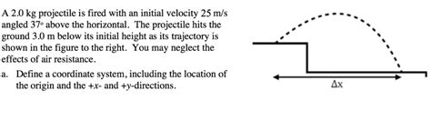 Solved A 20 Kg Projectile Is Fired With An Initial Velocity 25 Ms