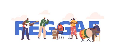 전염성 있는 리듬 소울풀한 멜로디 파워풀한 가사 퍼포먼스가 어우러진 다이나믹한 레게 뮤직 밴드 레게에 대한 스톡 벡터 아트 및