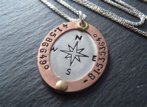 Personalized Compass Necklace With Custom Coordinates Latitude And L Drake Designs Jewelry