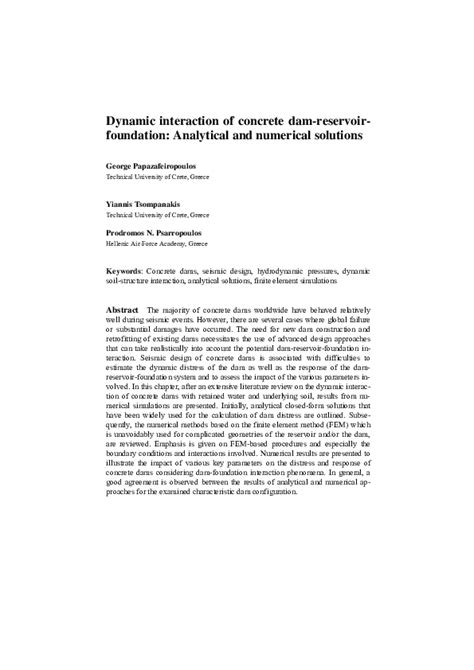 Pdf Dynamic Interaction Of Concrete Dam Reservoir Foundation
