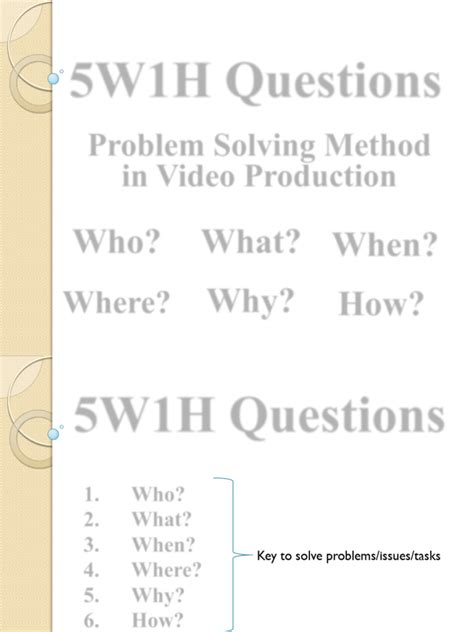 5w1h Questions Probem Solving Methods Pdf