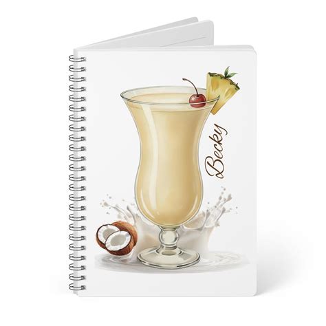 Personalised Cocktail Notebook Custom Pina Colada A5 Lined Notepad