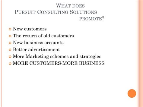 Ppt Pursuit Consulting Solutions Crafting Profitable Business