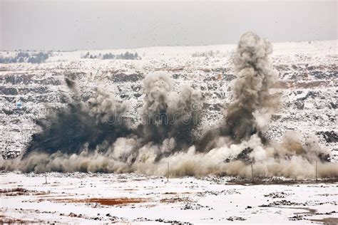 explosion blast in open cast mining quarry mine stock image image of