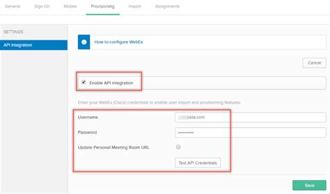 Cisco Webex Meetings Provisioning