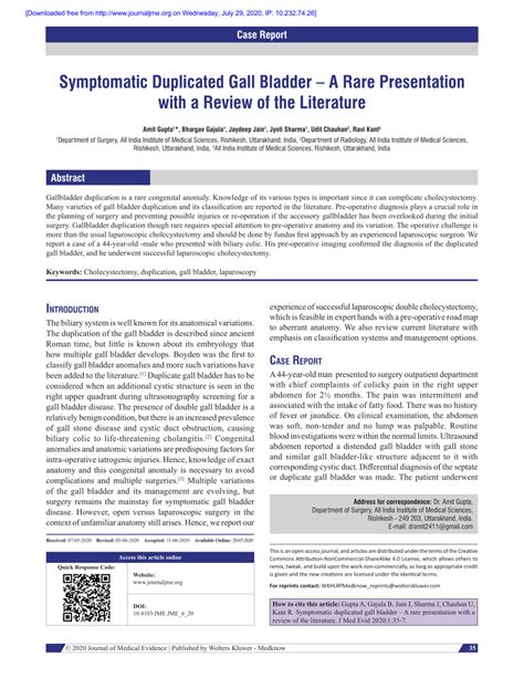 Pdf Symptomatic Duplicated Gall Bladder A Rare Presentation With A