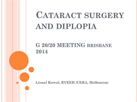 Pdf Cataract Surgery And Diplopia The Private Eye Clinic · Cataract