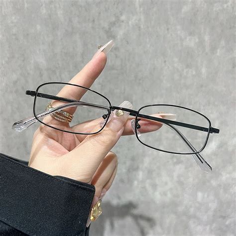 Small Metal Rectangular Frame Glasses Anti Blue Light Vintage New Women Men Square Clear Lens