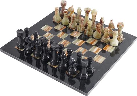 Radicaln 15 Inches Handmade Black And Multi Green Weighted Full Chess