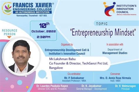 Guest Lecture On Entrepreneurship Mindset News Events Francis