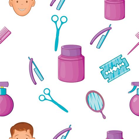 Barber Pattern Cartoon Style 15209943 Vector Art At Vecteezy