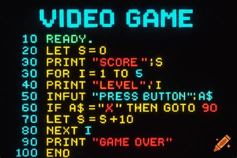 80s Style Computer Code On A Black Screen Showing Lines Of Basic