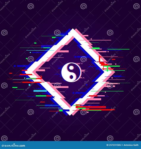 Yin Yang Web Page Glitch Effect Banner Stock Illustration
