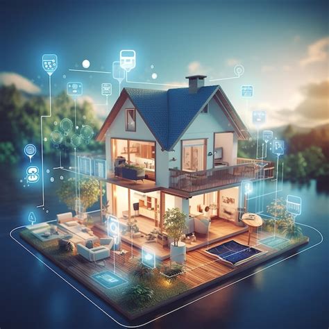 Premium Photo Concept Of Home Devices On Multiple Houses Conected Networked