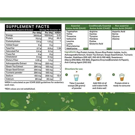 Inlife Vegan Plant Based Protein Powder 24g Protein Pea And Brown Rice