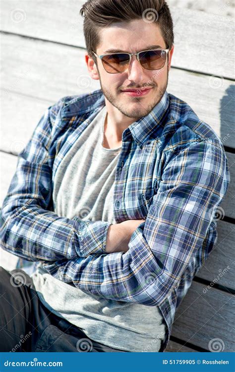 Portrait Of A Young Handsome Man Outdoor Stock Image Image Of