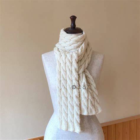 手編みアラン模様マフラー はることいっしょ Minne 国内最大級のハンドメイド・手作り通販サイト