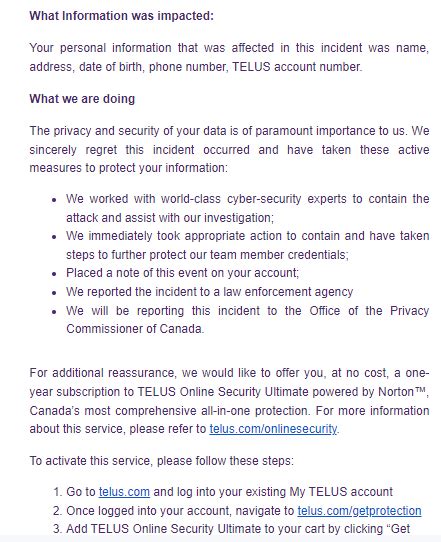 Security Incident With Telus R Telus