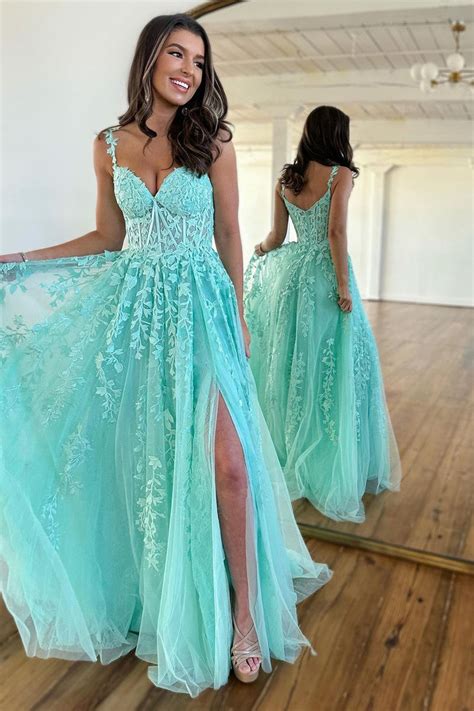 Luuvis Cute A Line Spaghetti Straps Long Tulle Prom Party Dress With