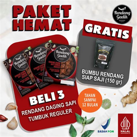 Jual Rendang Gadih Paket 3 Pcs Rendang Daging Sapi Tumbuk Reguler