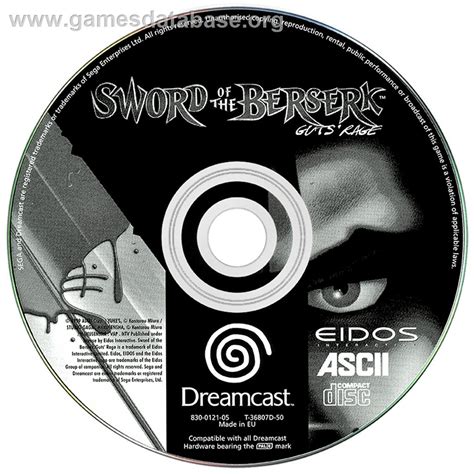 Sword Of The Berserk Guts Rage Sega Dreamcast Artwork Disc