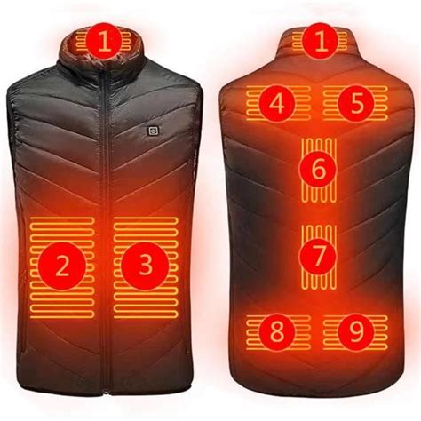 Gilet Chauffant USB Rechargeable Zones Chauffantes Col Montant ZHUODIKE Noir Noir