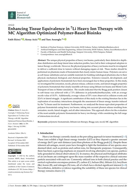 Pdf Enhancing Tissue Equivalence In 7li Heavy Ion Therapy With Mc