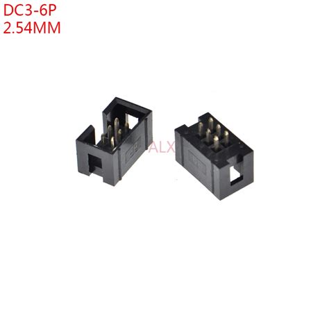 10pcs Dc3 6p 2 54mm Pitch Jtag Isp Male Socket Straight Idc Box Headers Pcb Connector Dc3 Double