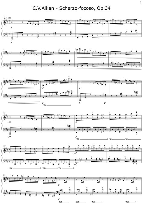 C V Alkan Scherzo Focoso Op 34 Sheet Music For Piano