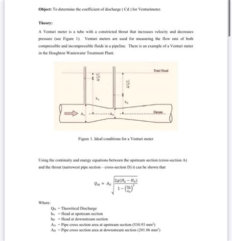 Solved Object To Determine The Coefficient Of Discharge Cd For Answer Transtutors