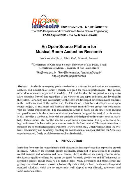 Pdf An Open Source Platform For Musical Room Acoustics Research