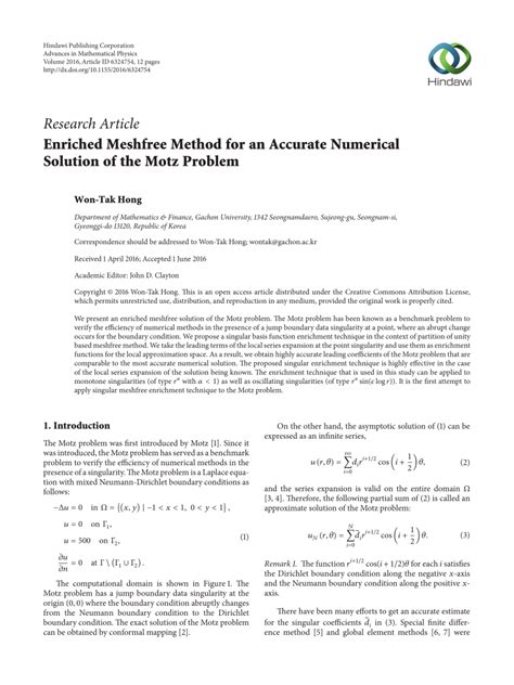 Pdf Enriched Meshfree Method For An Accurate Numerical Solution Of