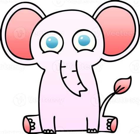 Gradient Shaded Quirky Cartoon Elephant 43491180 Png
