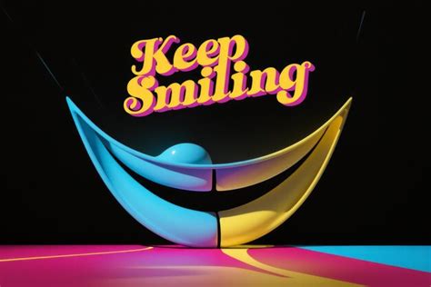 Keep Smiling Slogan Above Vibrant Neoncolored Abstract Smile Design On