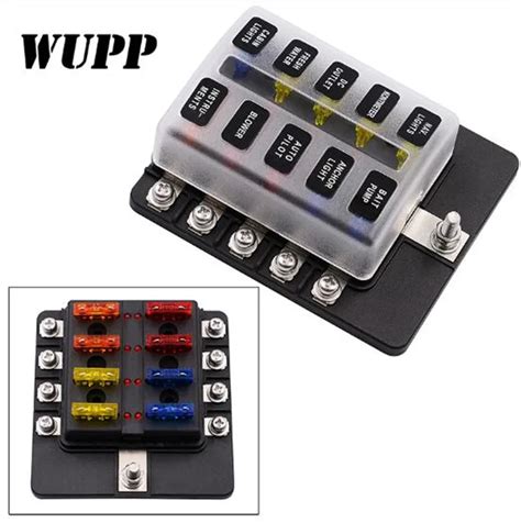 Wupp 10 Ways Fuse Block Box Waterproof Circuit Car Blade Fuse Box Block