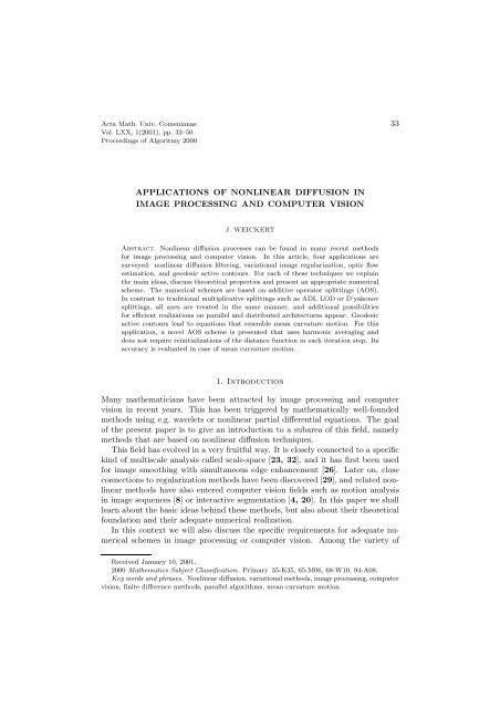 applications of nonlinear diffusion in image processing and