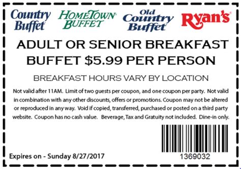 Breakfast Buffet For 6 At Ryans Hometown Buffet And Old Country Buffet