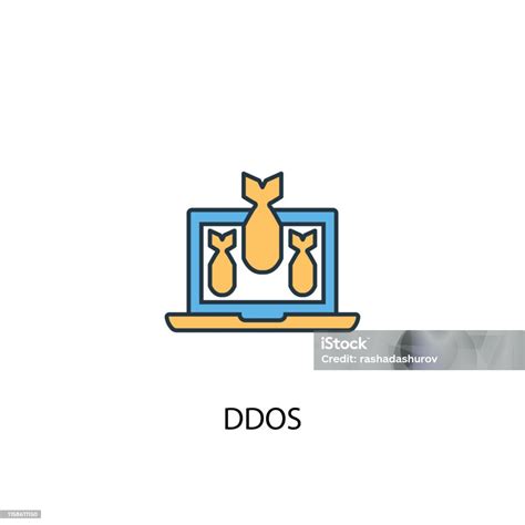 Ddos Konsep 2 Ikon Garis Berwarna Ilustrasi Elemen Kuning Dan Biru