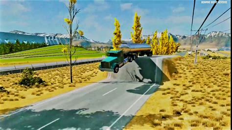 Cars And Trucks Vs Incomplete Road Crashes Reverse Beamng Drive Youtube
