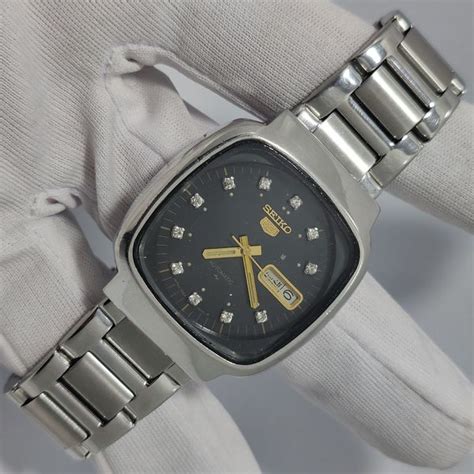 Vintage Seiko 5 7009 5140 Tv Shape Automatic Day Date Japan Mens