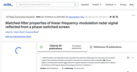 Matched‐filter Properties Of Linear‐frequency‐modulation Radar Signal