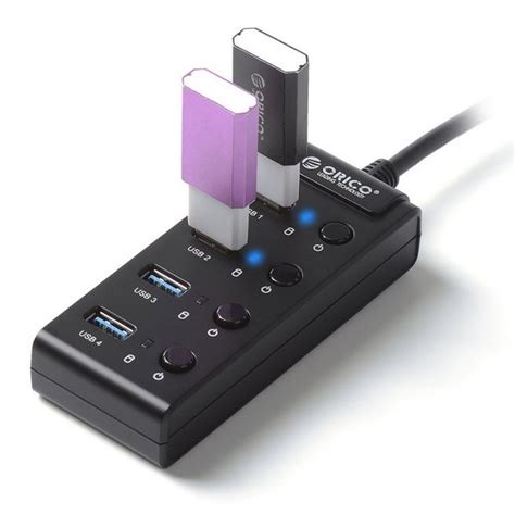 Orico W9ph4 U3 Bk 4 Port Super Speed Portable Usb 30 Hub W9ph4 U3 Bk