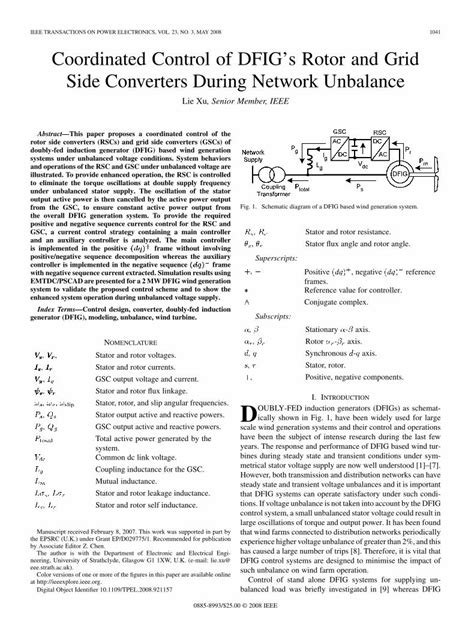 Pdf Coordinated Control Of Dfigs Rotor And Grid Side Converters