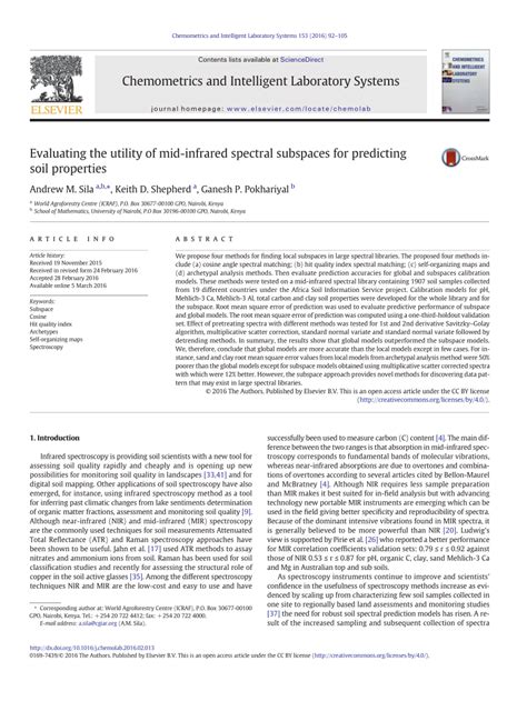 pdf evaluating the utility of mid infrared spectral subspaces for