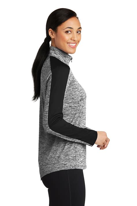 Sport Tek Womens Posicharge Electric Heather Colorblock 14 Zip