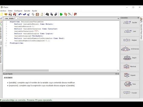 Inicializar Variables Con Valor Deseado En Pseint YouTube