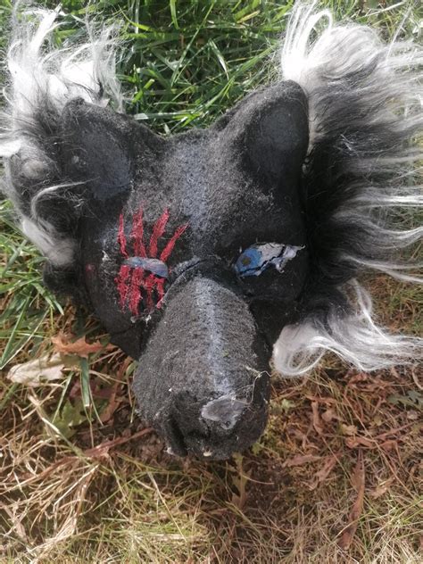 Black Wolf Therian Mask Etsy
